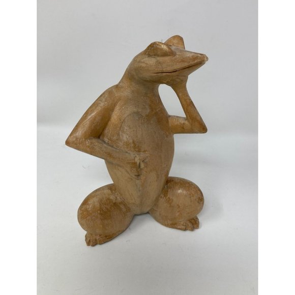 Unbranded | Accents | Vintage Handcarved Wooden Standing Frog 6 | Poshmark